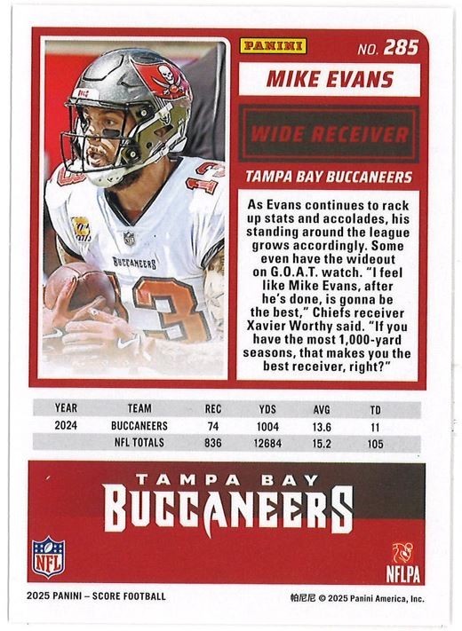 2025 Score Football #285 Mike Evans, Tampa Bay Buccaneers | eBay
