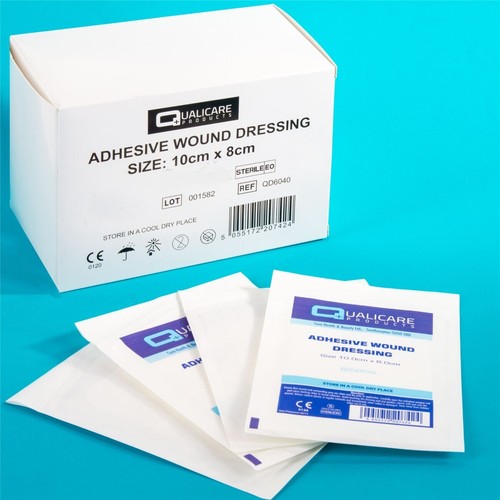 10 LARGE ADHESIVE WOUND DRESSINGS 10x8cm Cut Graze Bandage First Aid ...