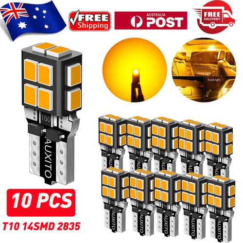 10x 12V 14smd T10 194 168 158 W5W 501 Amber LED Side Wedge Car Light ...