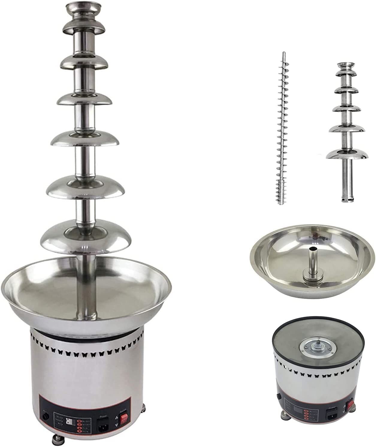 110V7Tiers Chocolate Fountain Maker 304SS Heated Retro Chocolate ...