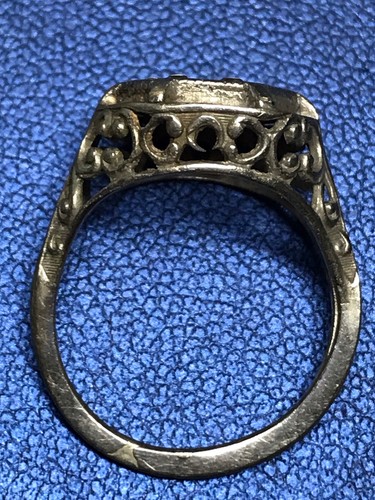 Estate Vintage Art Deco 925 Sterling Silver Hexagon Paste Ring Scroll ...