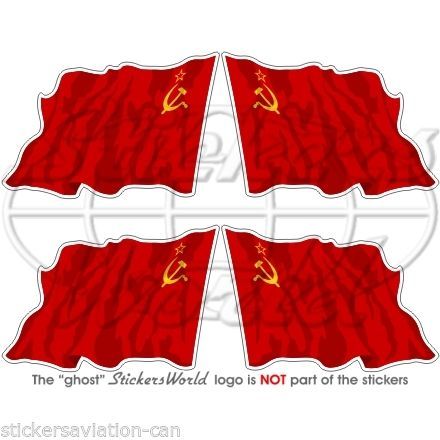 SOVIET UNION Waving Flag USSR RUSSIAN Bumper-Helmet, Decals Stickers 2 ...