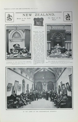 1903 PRINT NEW ZEALAND PARLIAMENTARY BUILDINGS LOBBY LEGISLATIVE ...