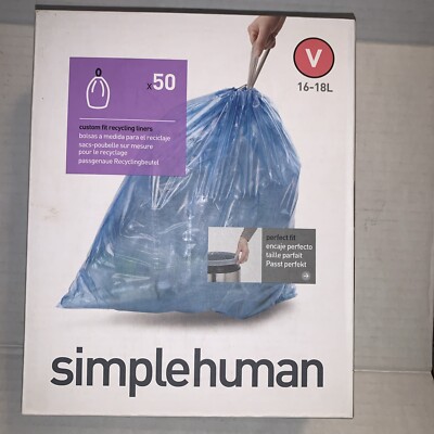 Trash Bags SimpleHuman Custom Fit Recycling Liners V 16-18 L Qty: 50 ...