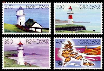 Faroe Islands 1985 Lighthouses & Map, Nolsoy, Mykines, Torshavn, UNM ...