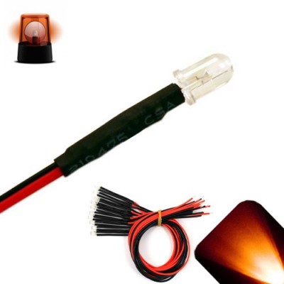 5 x LED Pre wired 12v 5mm Orange Amber Flashing Blinking Strobe LEDs 12 ...