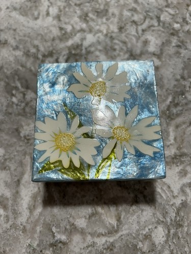 Capiz Shell Trinket Box Hand painted Floral Made In The Philippines 3 ...