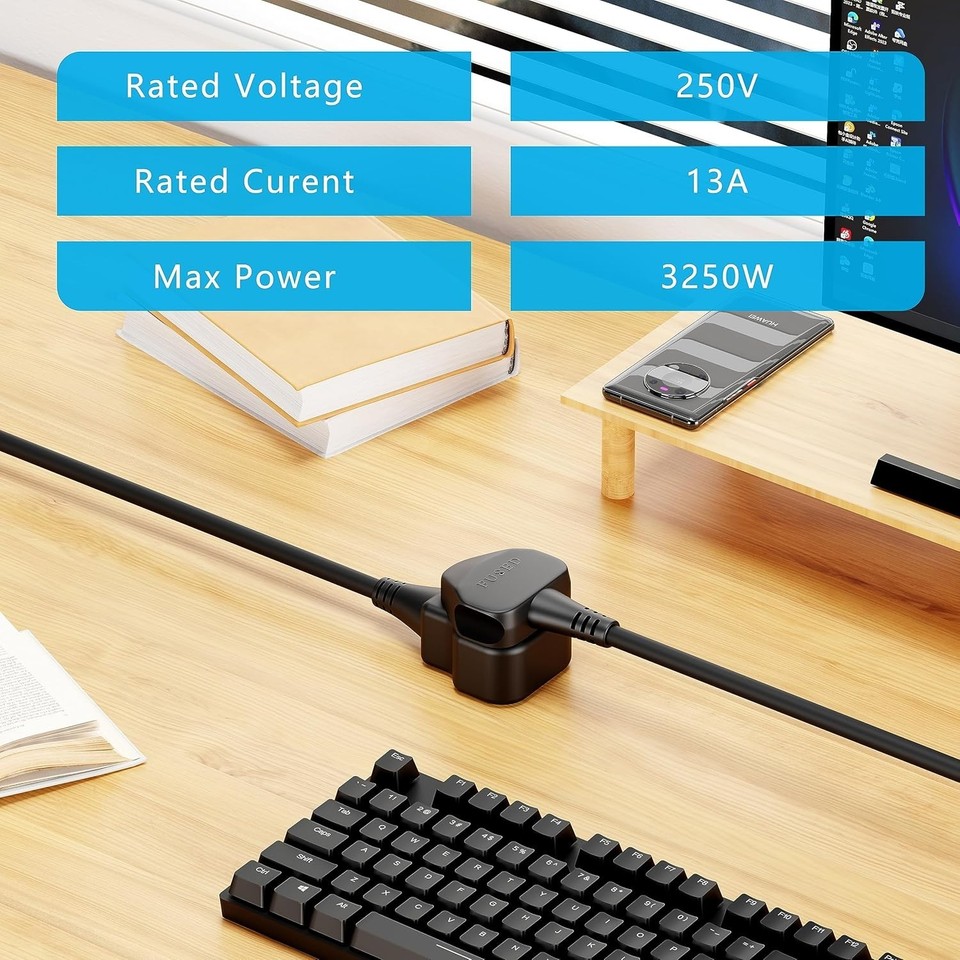 Reliable 5m Double Socket Extension Lead - Pure Copper & 3250W Capacity ...