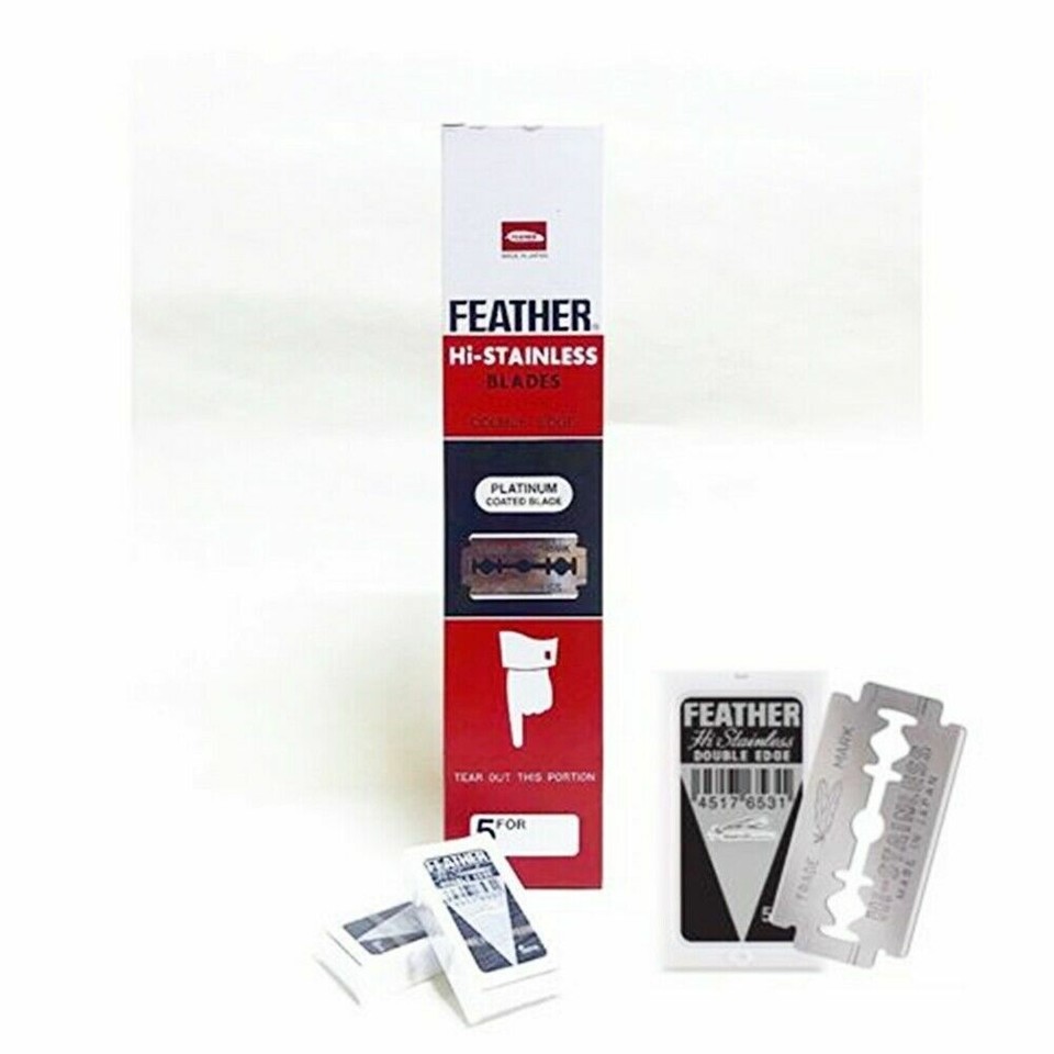 500 count Feather Hi-Stainless Double Edge Platinum Coated Razor Blades ...