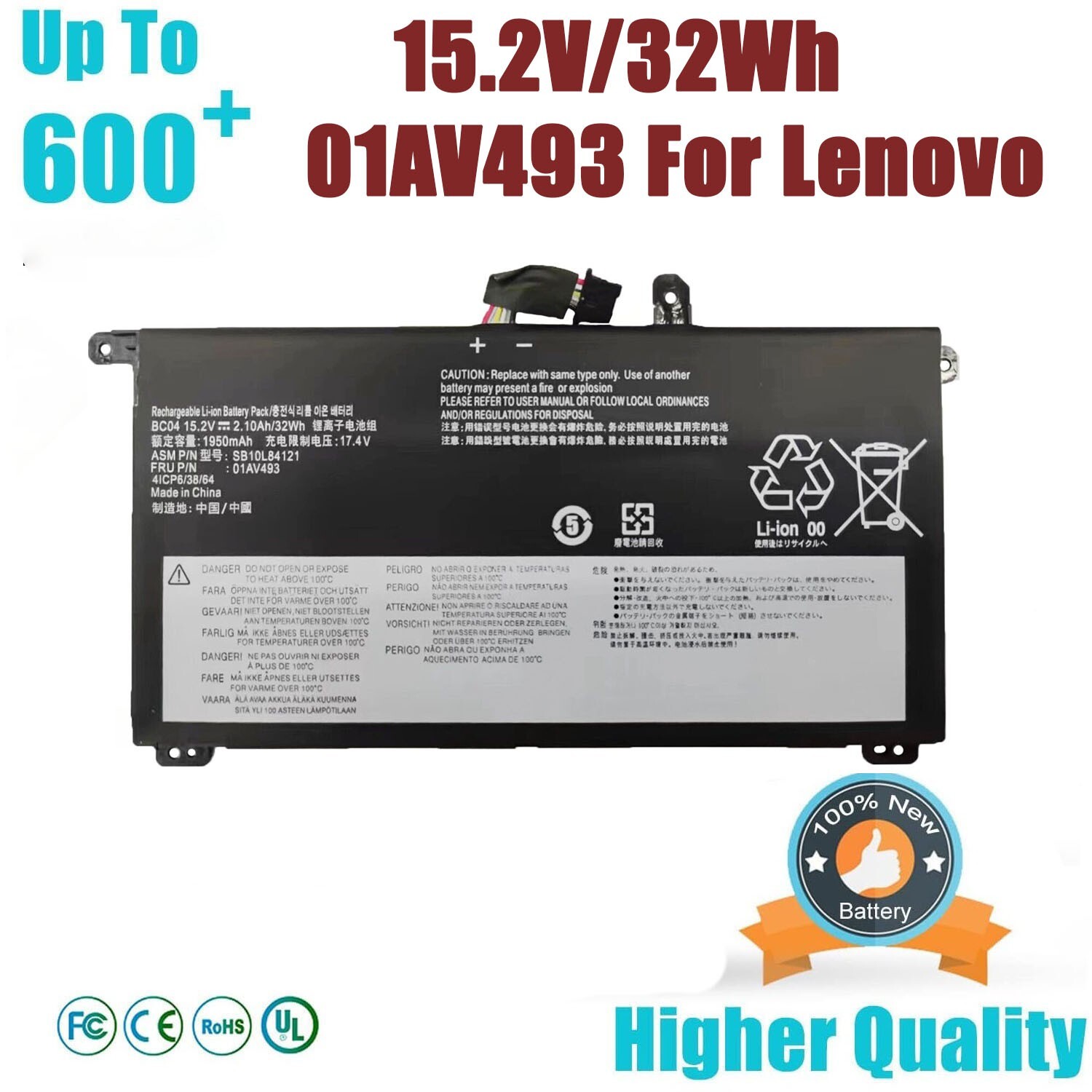 01AV493 00UR891 Internal Battery for Lenovo ThinkPad T570 T580 P51S ...