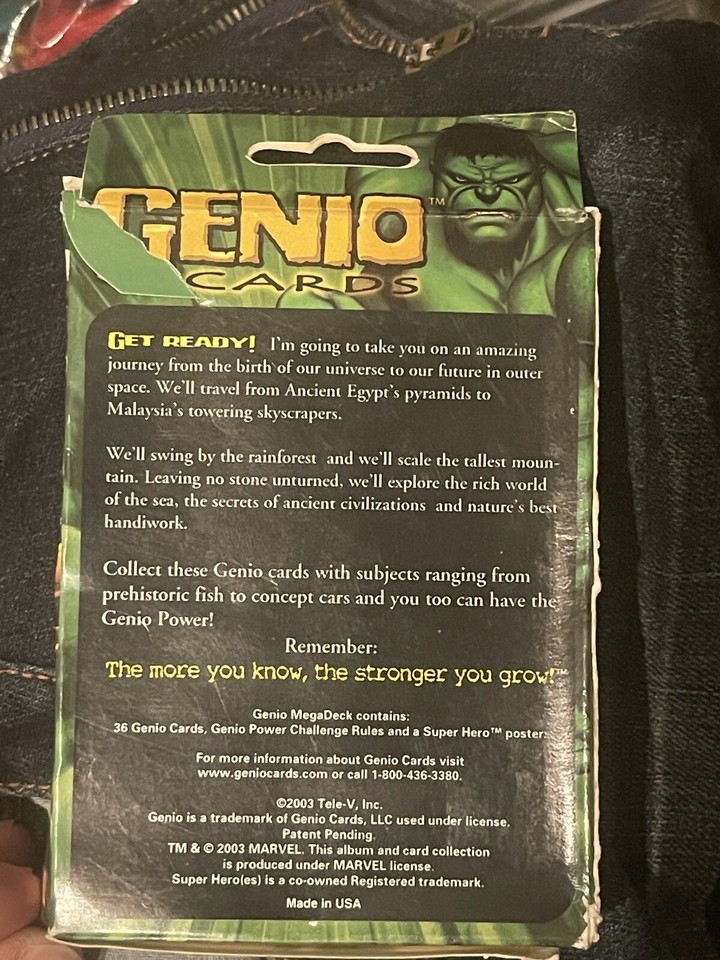Marvel Genio Cards MegaDeck 36 Card Pack Volume 1 Green Box New, Sealed ...