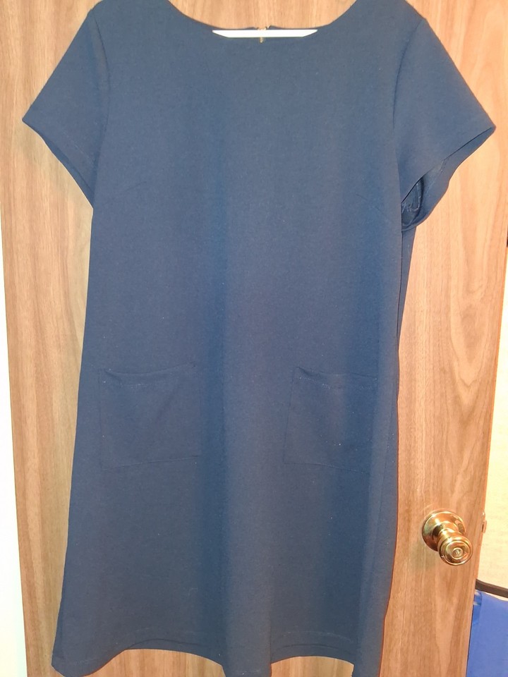 Navy Blue Shift Dress With Front Pockets Size 16 By Rn Studio | eBay