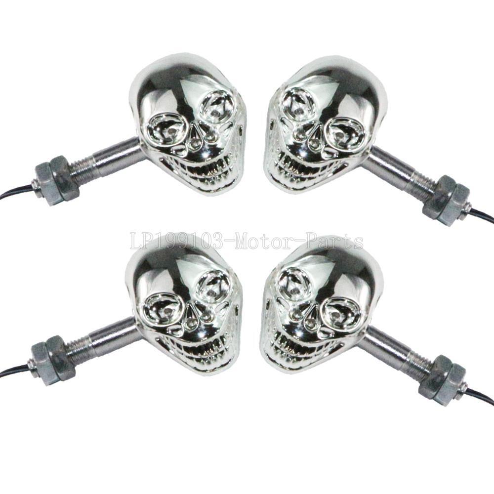 3.6" Aluminum LED Skull Turn Signals for Harley Davidson Street Glide ...
