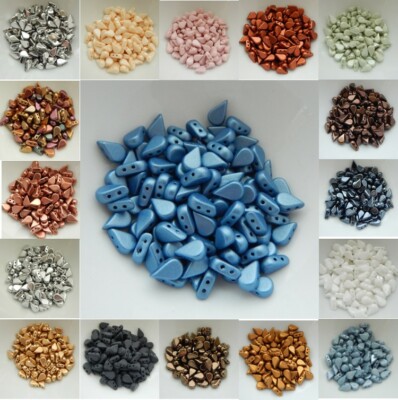 5x8mm Amos® par Puca® Two Hole Drop Shape (30 Beads) Czech Glass ...