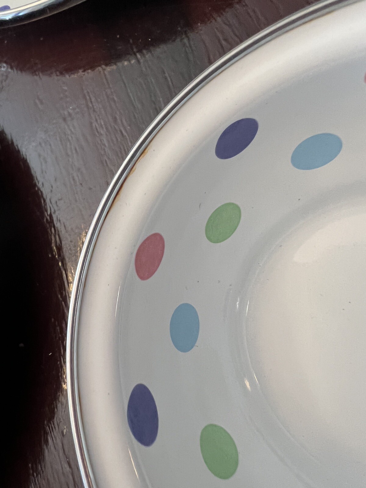 3 Golden Rabbit Enamelware Plates And 3 Bowls, All Dots | eBay