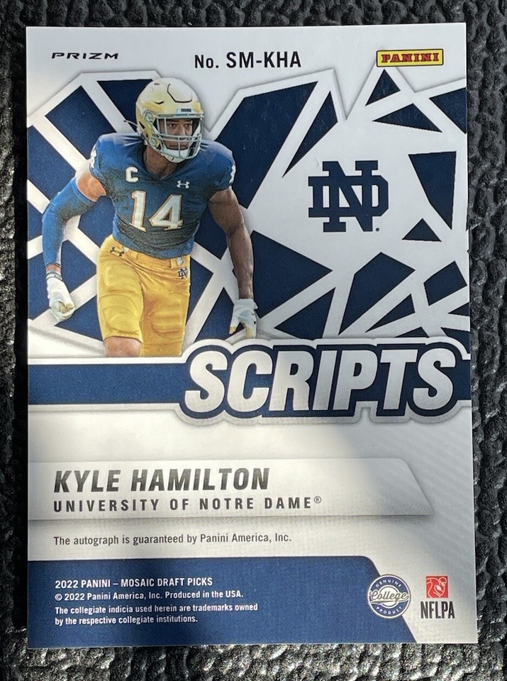🔥KYLE HAMILTON 2022 MOSAIC DP SCRIPTS ROOKIE CARD AUTOGRAPH REFRACTOR!🔥 ...