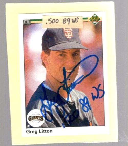 Autographed Greg Litton .500 89 WS added Giants 1990 UD | eBay