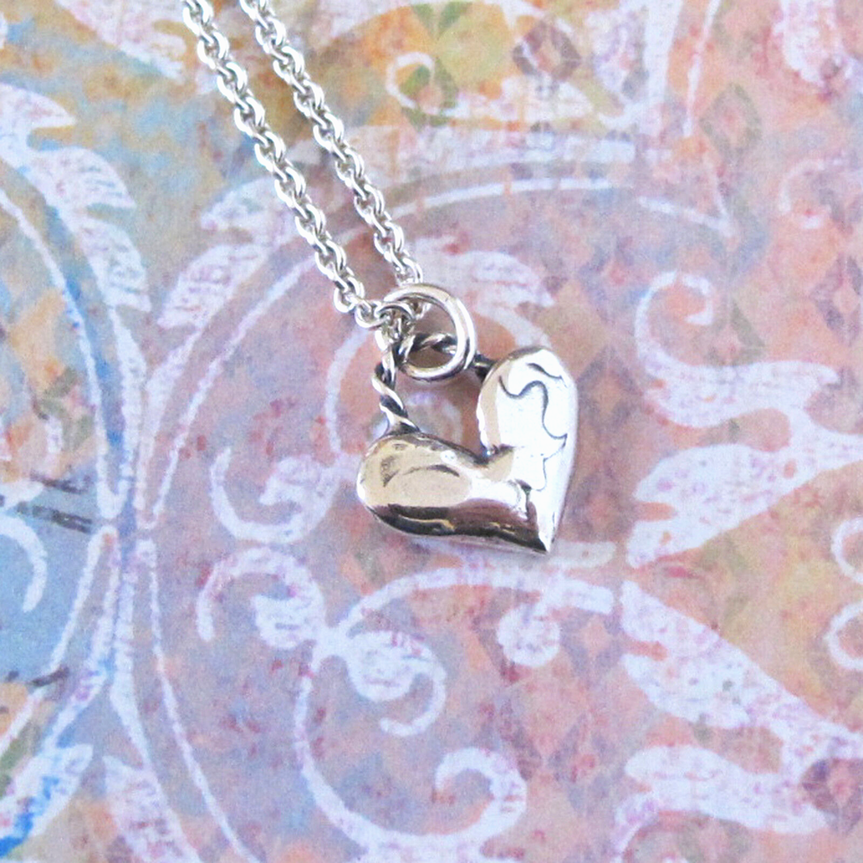 djs Sundance Sterling Silver Tiny Heart Charm Chain Necklace Love ...