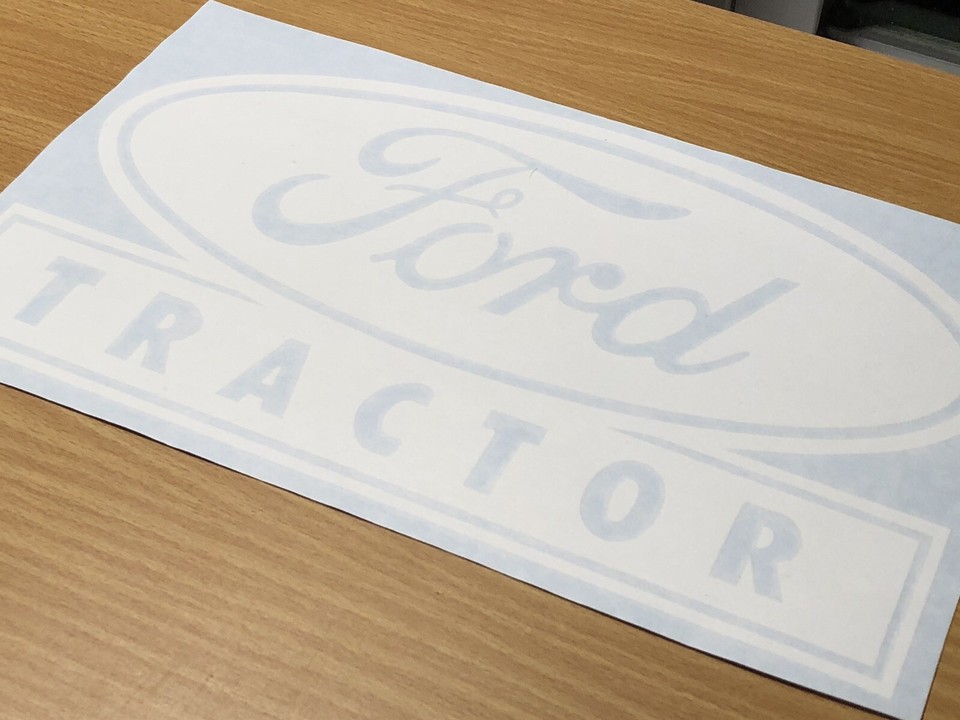 Vintage Ford Tractor sticker 12” White Vinyl Decal 4x4 Loader Backhoe ...