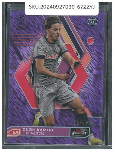 2022 Topps Finest Dijon Kameri /190 UEFA Club Purple Shimmer Refractor ...