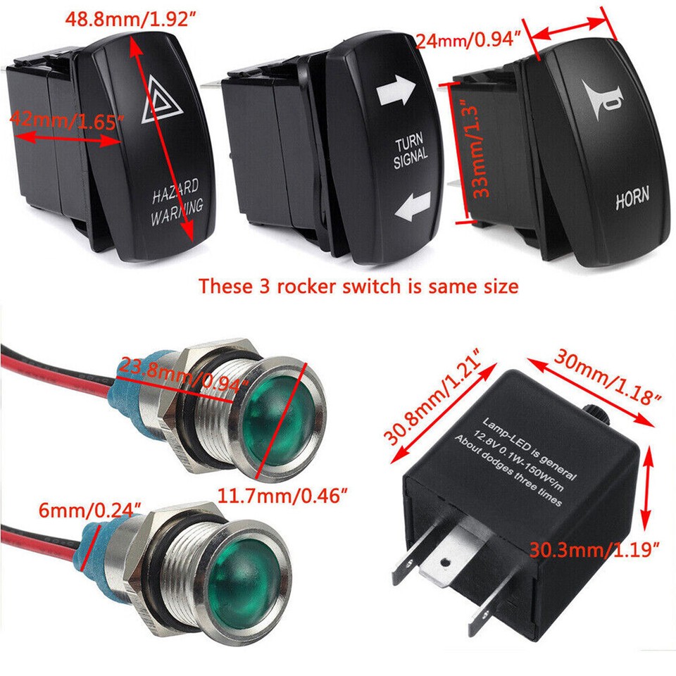 Rocker Switch Turn Signal Kit Street Legal Led Light Horn Hazard For ...