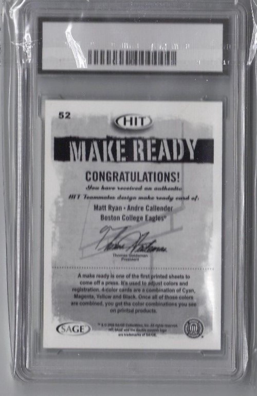 2008 SAGE HIT MATT RYAN/ANDRE CALLENDER RC #52 ,PGA 10 | eBay