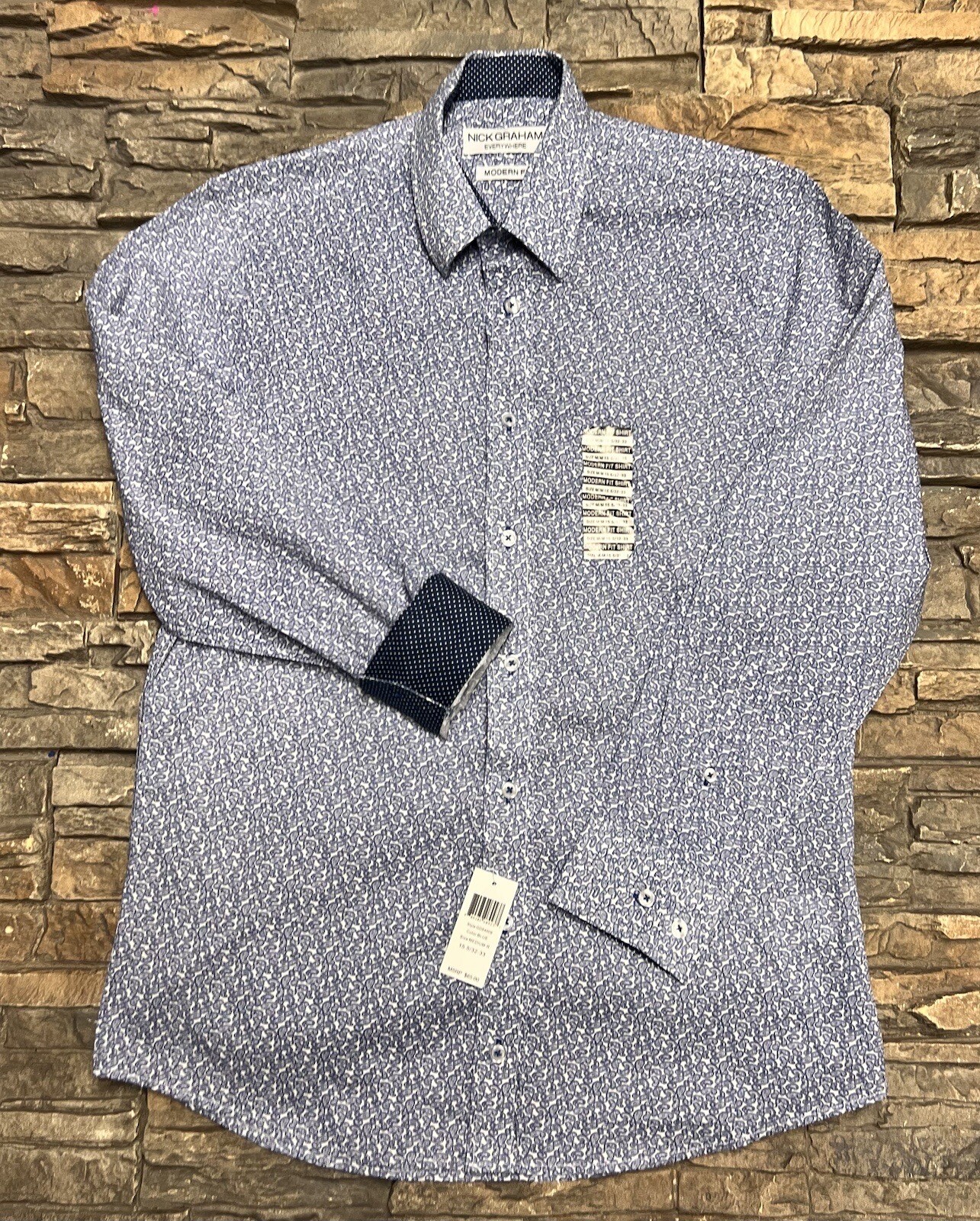 Nick Graham Everywhere Shirt M 15.5/33 Modern Fit Cotton Blue White ...
