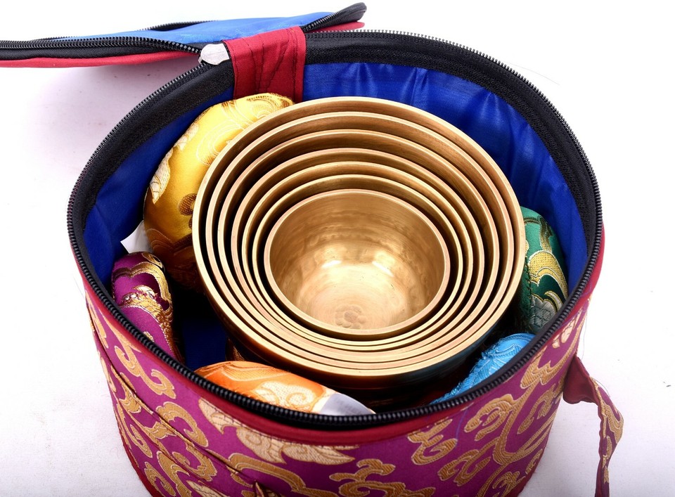 Singing Bowl Set of 7-Hand Beaten Set of 7-Sound Healing Set-Yoga ...