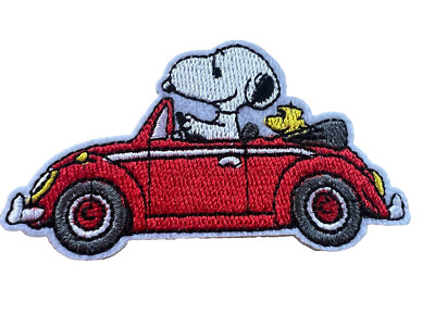 SNOOPY & WOODSTOCK - VW CONVERTIBLE - PEANUTS - Embroidered Iron-On ...