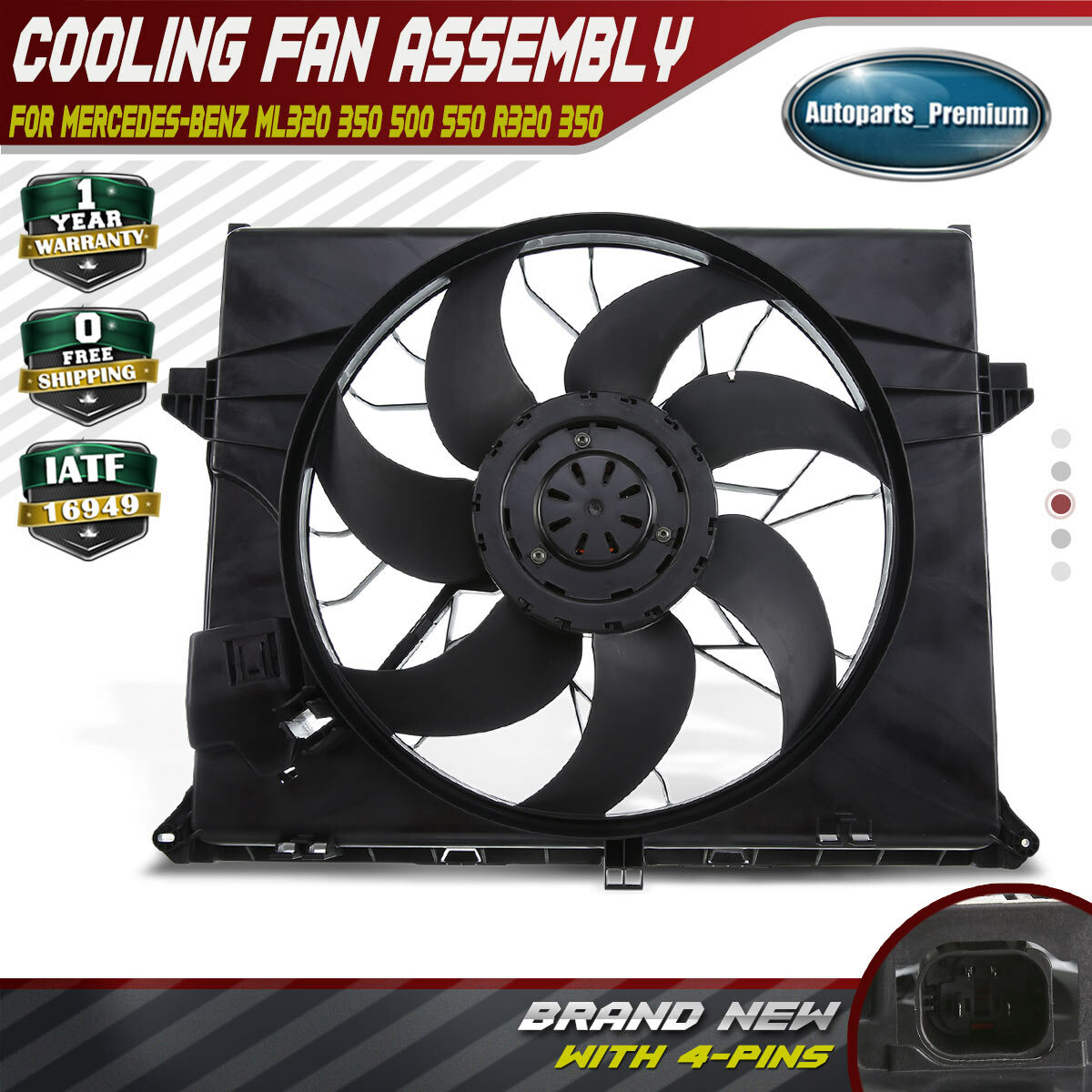 Radiator Cooling Fan Assembly for Mercedes-Benz W164 W251 ML350 ML450 ...