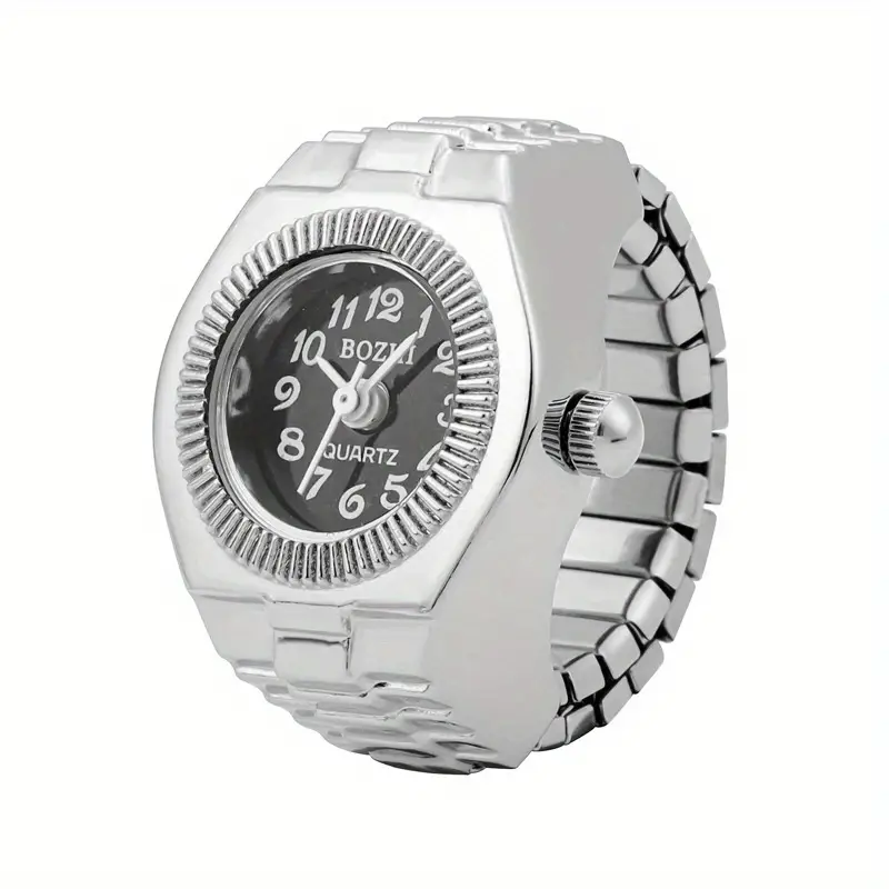 Women Unisex Finger Watch Creative Elastic Round Quartz Finger Ring ...