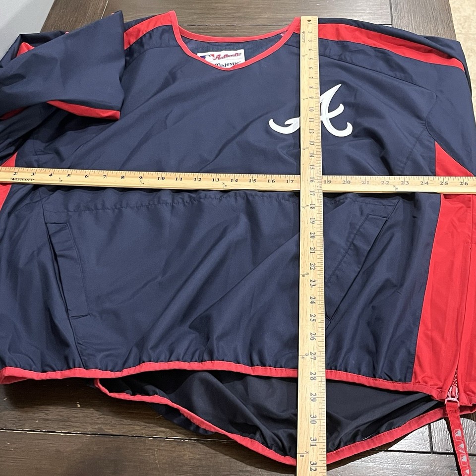 Vtg Majestic Atlanta Braves Mens LG MLB Poly Navy Windbreaker Vented ...