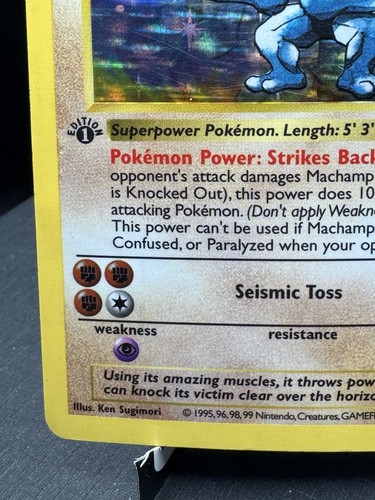 Pokemon TCG WOTC 1st Edition Base Set Shadowless Machamp 8/102 Holo ...