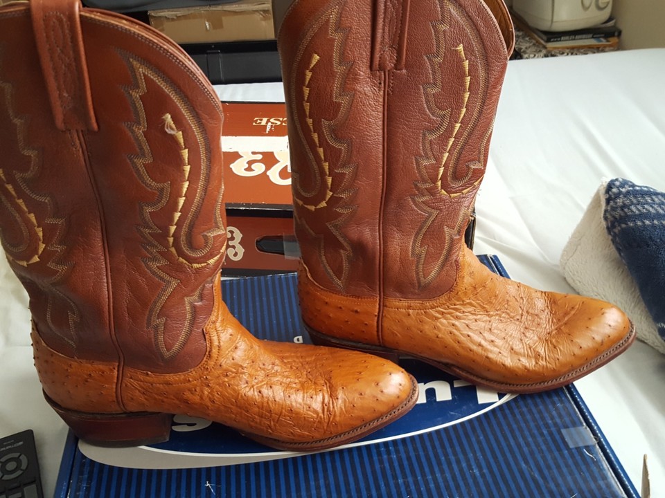 Great Looking Lucchese Boots Ostrich Neck / Cognac 11D | eBay