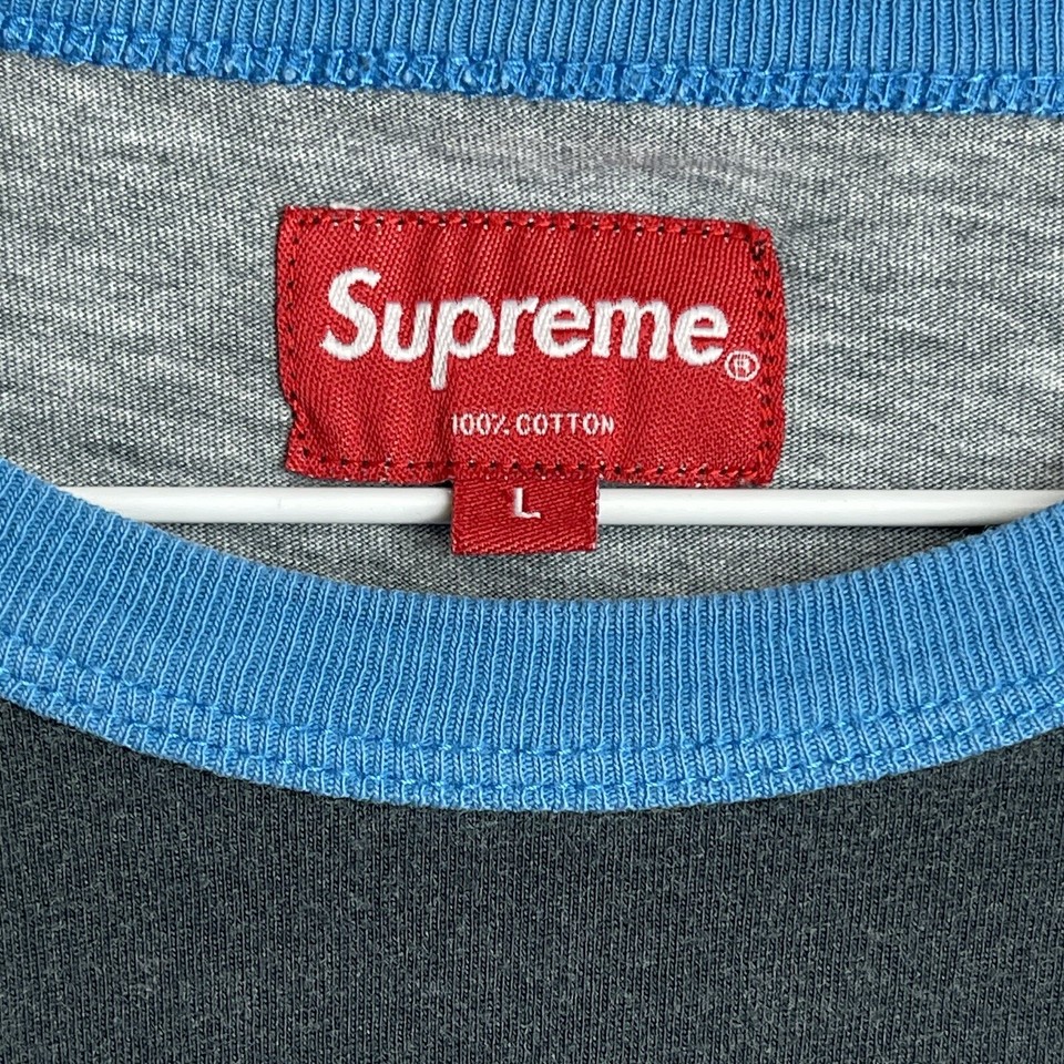 Supreme Rose Raglan Blue L/S Top FW14 Adult Size Large L Flower Long ...