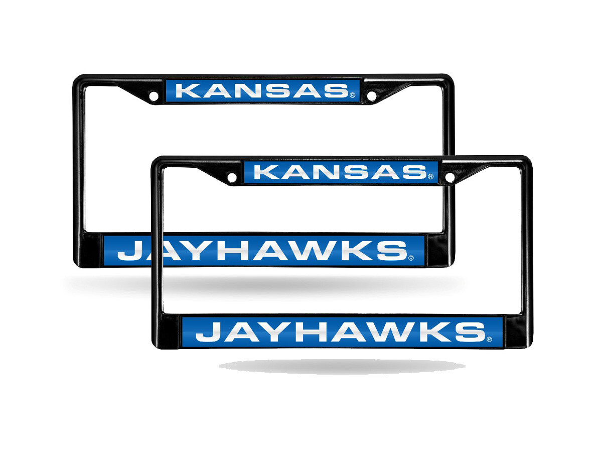 Kansas Jayhawks Black Metal (Set of 2) Laser Cut License Plate Frames ...
