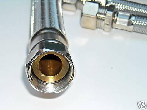 Set of Bathroom Flexible Tap Connector Hoses : Bath, Basin and Toilet ...