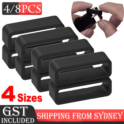 4/8PCS Silicone Rubber Watch Strap Band Keeper Holder Hoop Loop Ring ...
