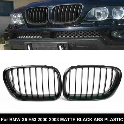 Pair Matte Black Front Kidney Grilles Grill For BMW X5 E53 2000-2003 ...