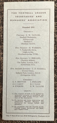 Football League Secretaries' and Managers Association Rules And Member ...