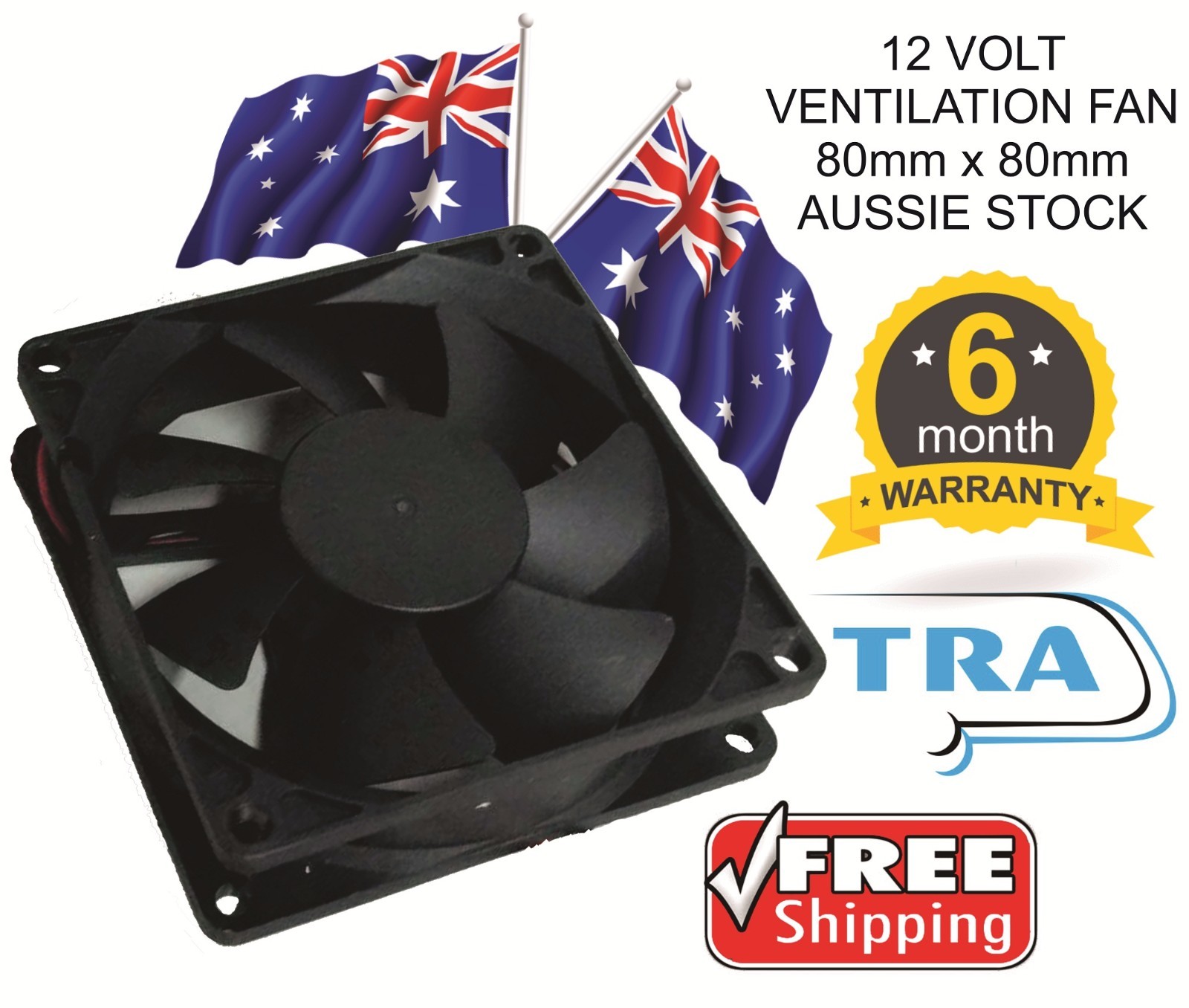 2x 80MM 12 VOLT BRUSHLESS DC COOLING VENTILATION FAN CARAVAN RV PART ...