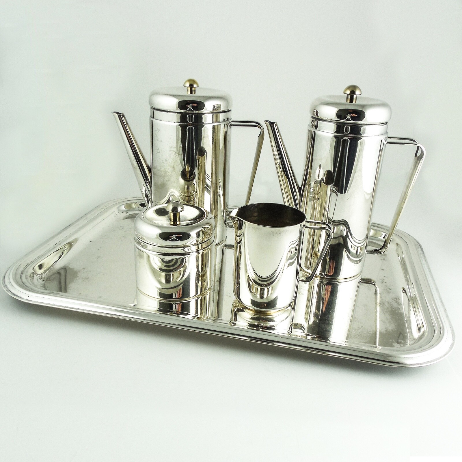 PM Italian Silverplate & Brass Coffee & Tea, 5 Piece Service — MARKED ...