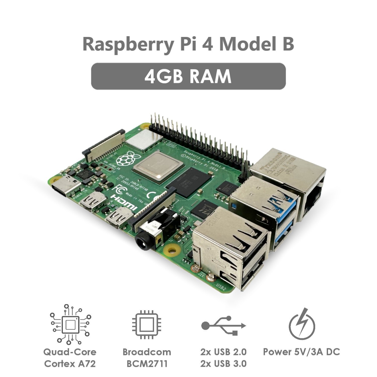 Raspberry Pi 4 Starter-Kit / USB-C Netzteil / Gehäuse / 32GB SD / HDMI ...