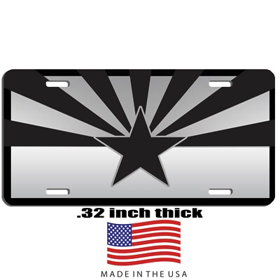 Arizona State Flag Aluminum License Plate | Universal Fitment | Black & Gray | 12 in x 6 in ...