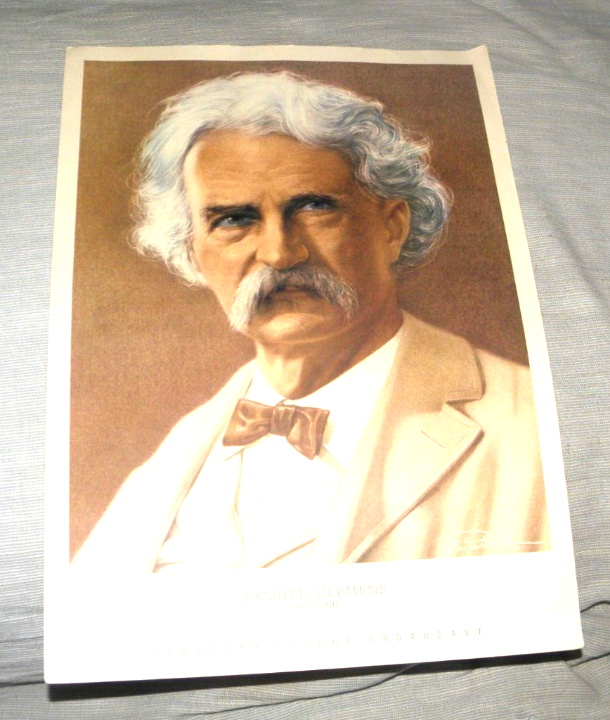 VINTAGE PORTRAIT OF MARK TWAIN SAMUEL CLEMENS BY SAM PATRICK SCHOOL ...