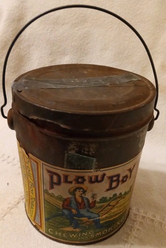 VTG 1920s Large " PLOW BOY" Paper Label Lunch Pail Chewing Smoking ...
