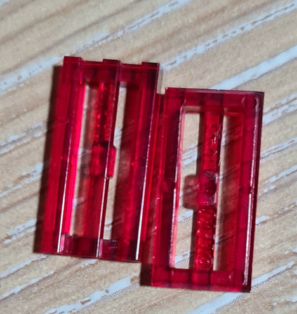 2 x GENUINE LEGO trans red grille grate open barred tile plate (1×2 ...