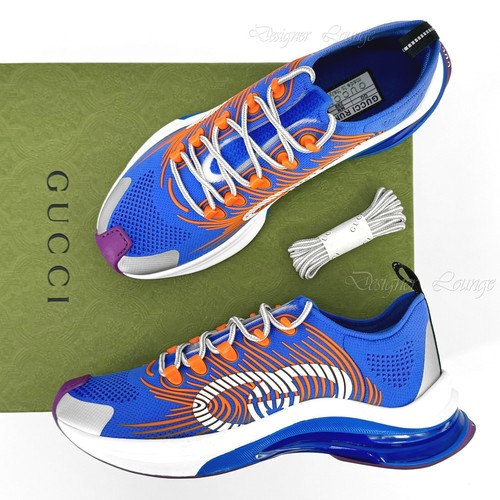 NEW GUCCI Run GG Logo Blue/Orange Men’s Low Top Sneakers Size G 9 US 9.5 Authen | eBay