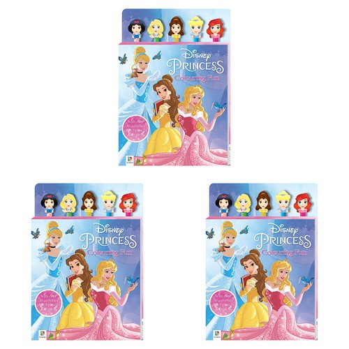 3x Inkredibles Disney Princess 5-Pencil/Eraser Colouring Activity Set ...