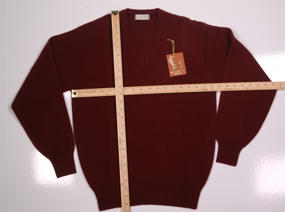 Filbert Japan Men's Burgundy Knit 100% Cashmere V-Neck Sweater Medium ...
